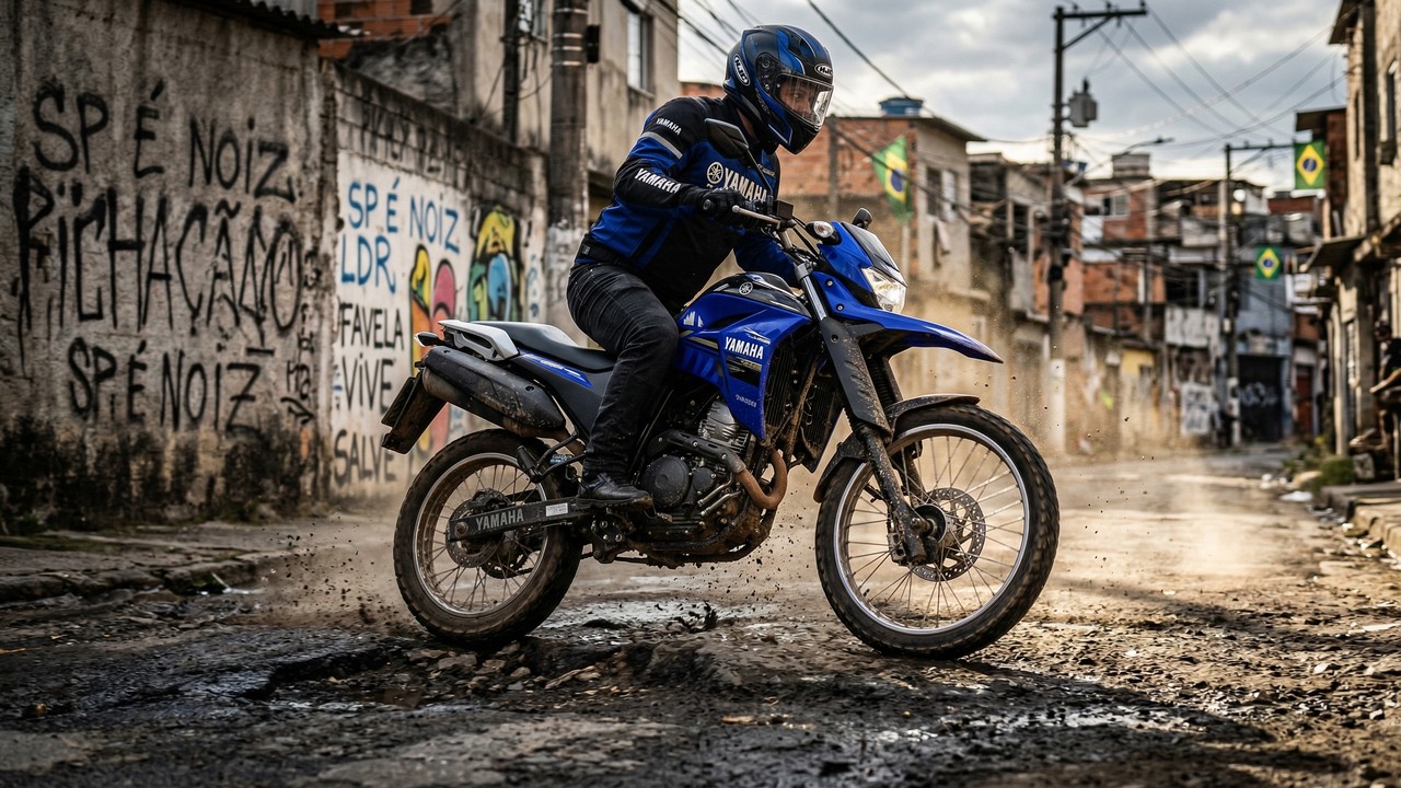 Imune a buracos e com fama de tanque de guerra, a moto trail de 250cc ...